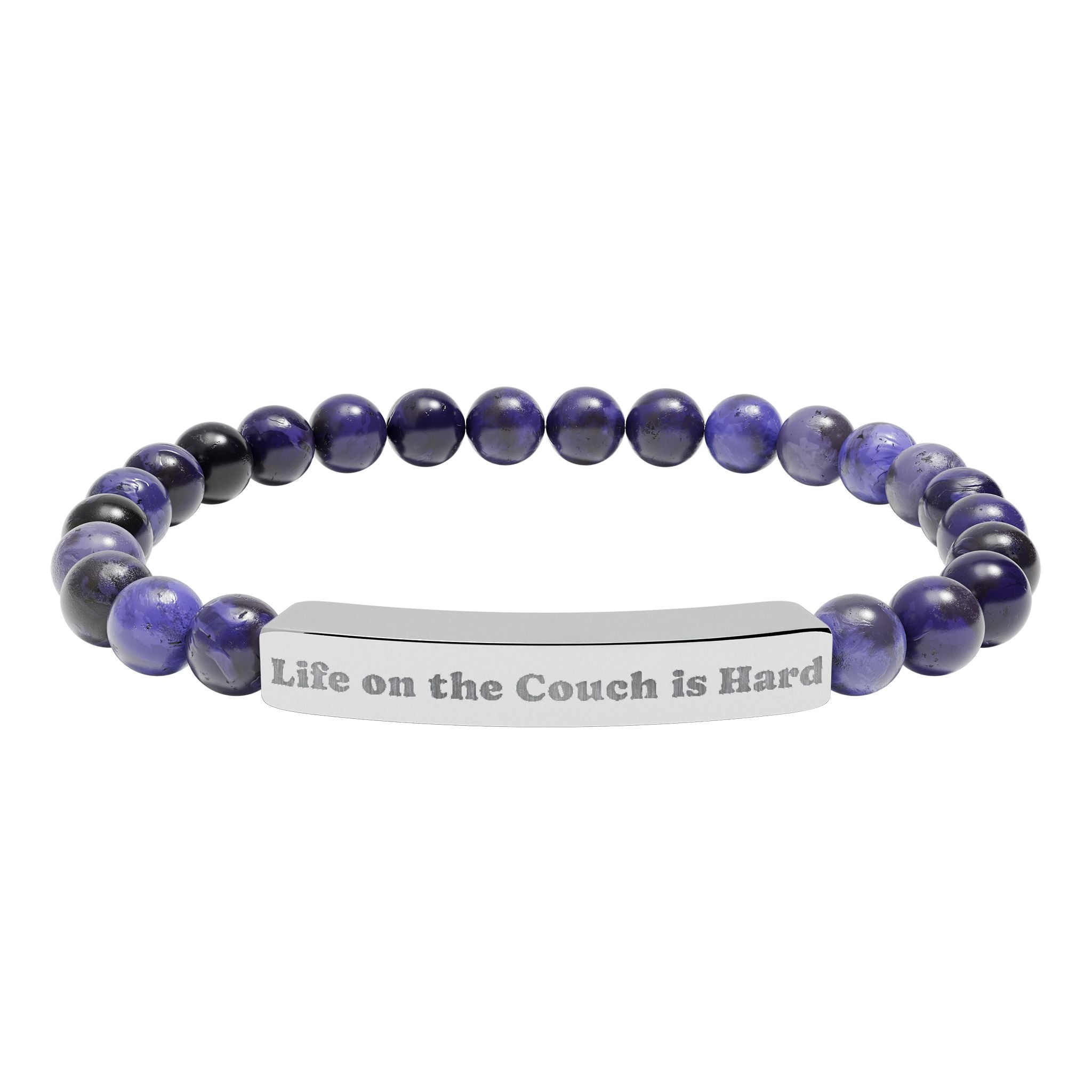 Life on the Couch is Hard Natural Stone Stretch Bracelet – Pug Life