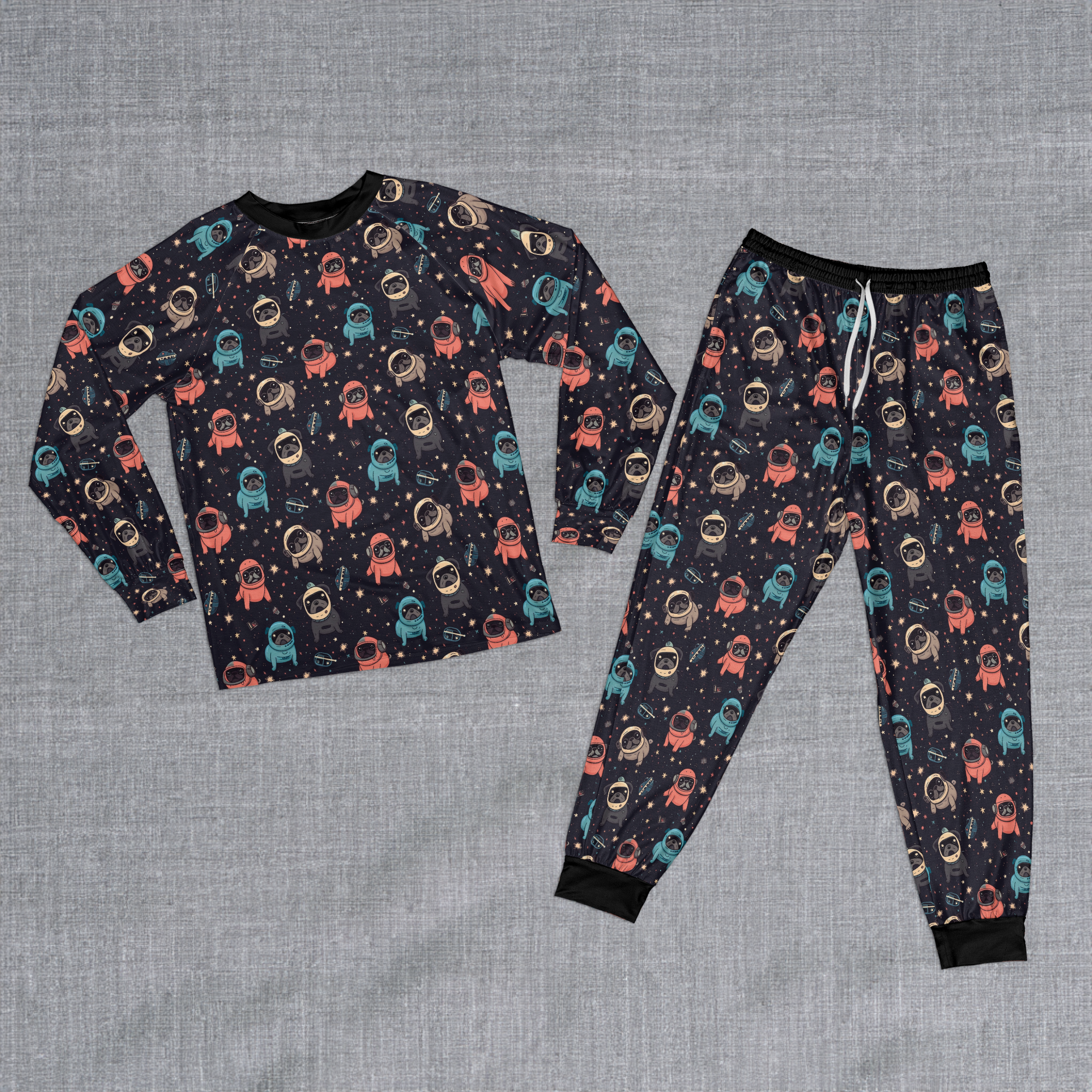 Space Pug Pajama Set in Kids and Adult Sizes, Matching Family PJs – Pug ...