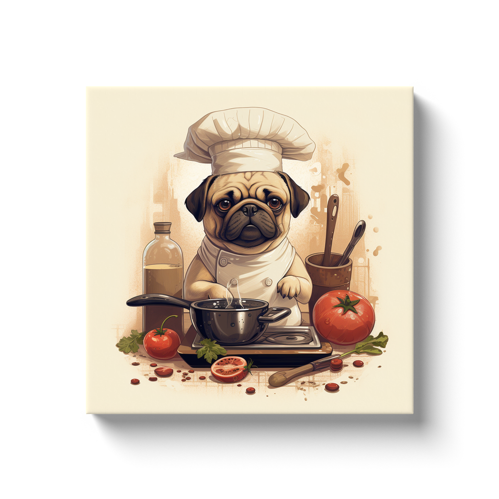 Chef Pug in the Kitchen Canvas Art