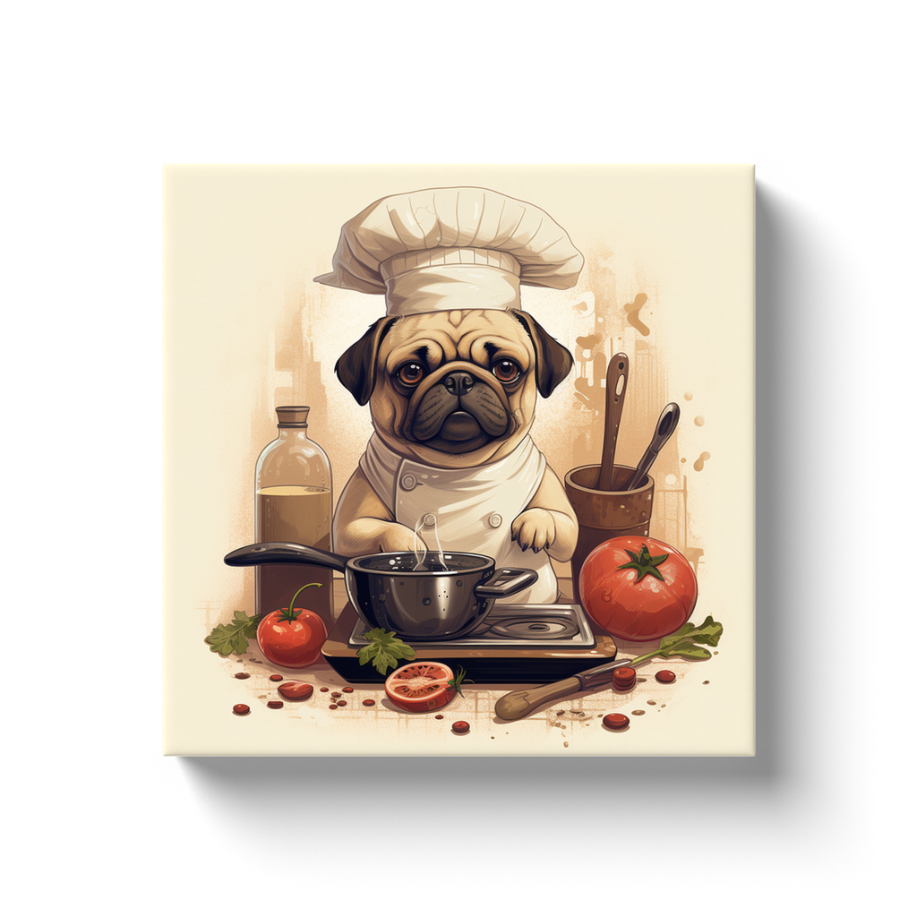 Chef Pug in the Kitchen Canvas Art