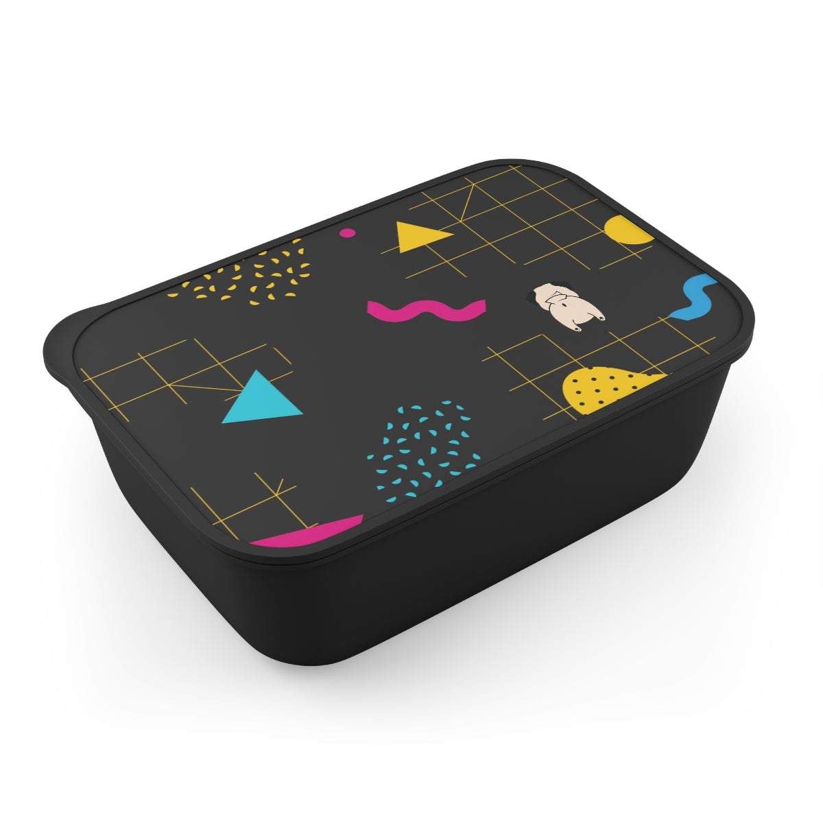Retro Pug Butt Bento Box with Band and Utensils